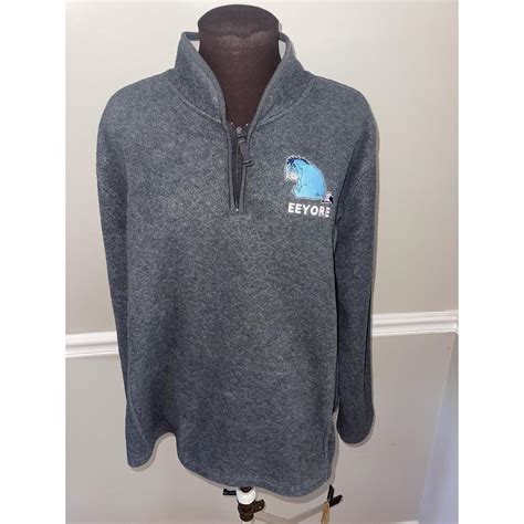 Disney Store Embroidered Eeyore Gray Fleece 1 4 Zip Depop