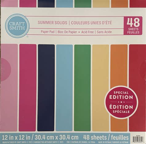 Summer Solids By Craft Smith 12 X 12 Paper Pad~48 Pages~so Nice Quick