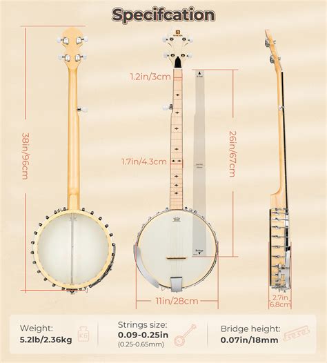 Vangoa Banjo Open Back 5 String Full Size Clawhammer