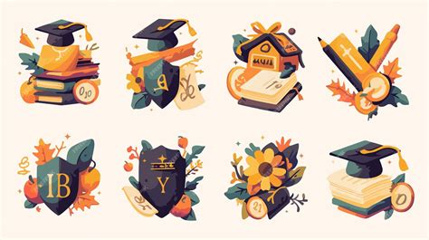 University Crests And College School Emblems Set For Education Designs