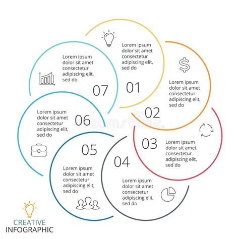 导航圈子箭头线性infographic，周期图，最小的图表，平的介绍图 与7的企业概念 向量例证 插画 包括有 例证 循环 77097350
