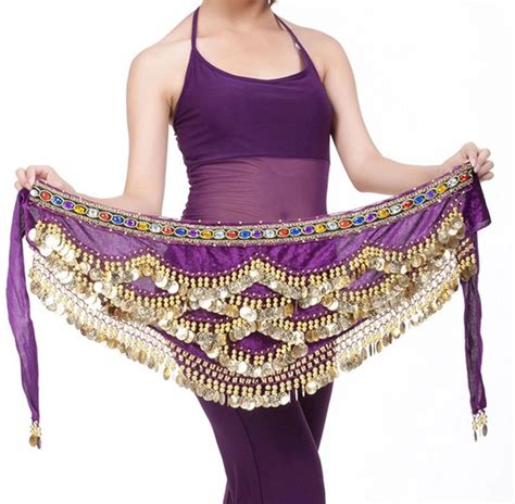 Belly Dance Costume Hip Scarf Skirt Bead Gold Coin Dancer Dancing Wrap