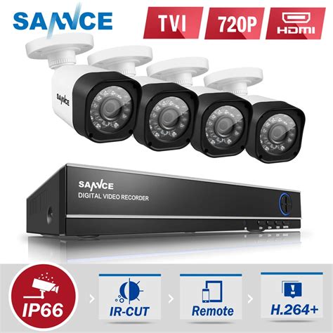 SANNCE 4CH 720P HD CCTV System 1080N CCTV DVR 4pcs 720P 1500TVL