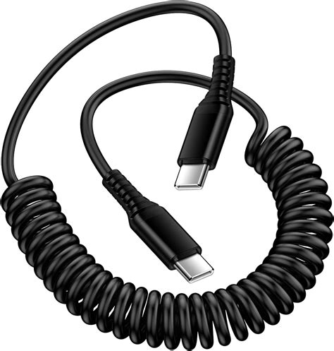 Amazon Com ABCPOW USB C Android Auto Cable Ft Pack Retractable Coiled Type C Power Cord Short