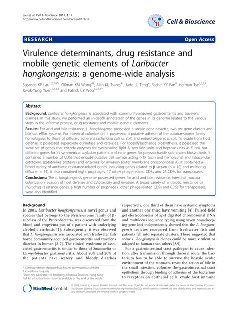 Pdf Virulence Determinants Drug Resistance And Mobile Genetic