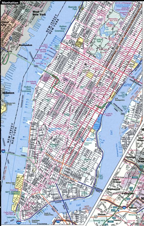 Manhattan NYC Road Map For Truck Drivers Area Toll And Free Highways
