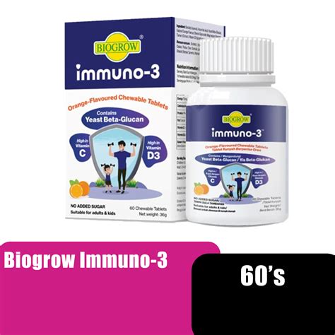 Biogrow Immuno 3 Chewable Tablets 60s Boost Immune System