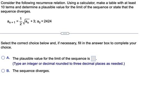 Solved Consider The Following Recurrence Relation Using A
