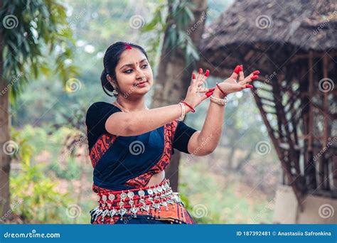 Portrait Of Beautiful Young Indian Classical Odissi Dancer Wears