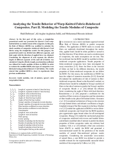 Pdf Analyzing The Tensile Behavior Of Warp Knitted Fabric Reinforced Composites Part Ii