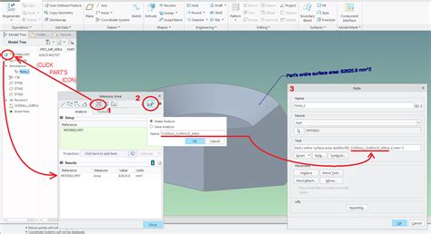 Solved Placing Parametric Note For Surface Areavolumema Ptc