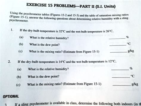 SOLVED EXERCISE 15 PROBLEMSPART II SI Units Using The Psychrometer