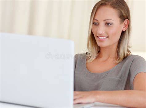 Girl Laptop And Happy For Remote Work From Home Scroll And Thinking
