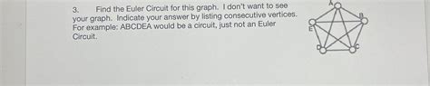 Solved Find The Euler Circuit For This Graph I Dont Want