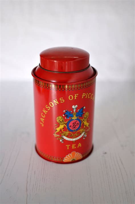 Collectible Jacksons Of Piccadilly Metal Tea Tin Red Vintage Etsy