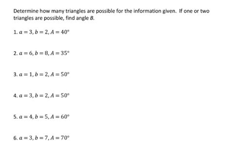 Solved Determine How Many Triangles Are Possible For The Information