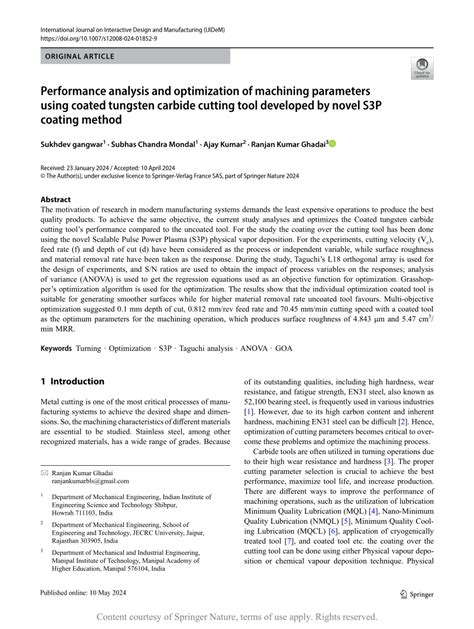 Performance Analysis And Optimization Of Machining Parameters Using