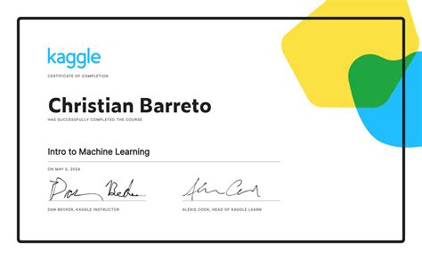 Christian Barreto Completed The Intro To Machine Learning Course On Kaggle