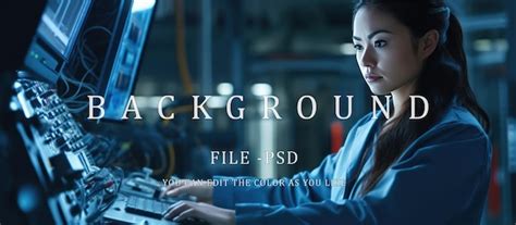 Premium Psd Female Engineer Is Checking Network Server
