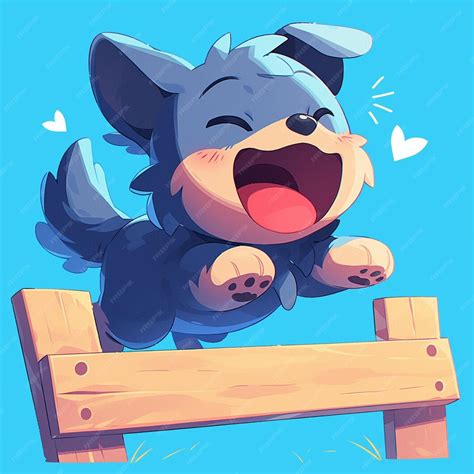 Premium Vector Jackapoo Jumping Over A Fence