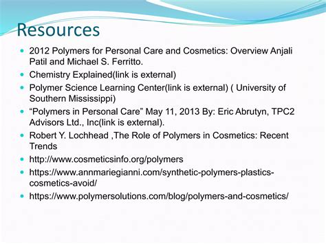 Polymers Use In Personal Care And Cosmetics Pptx