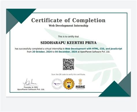 Webdevelopment Html Css Javascript Internshipexperience S Keerthi