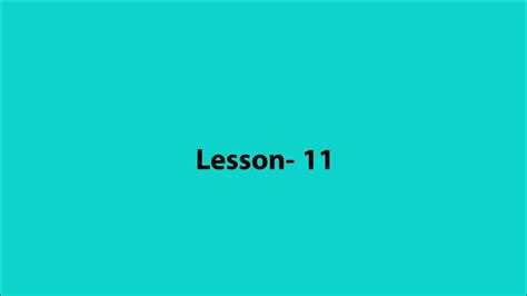 Lesson 11 Youtube