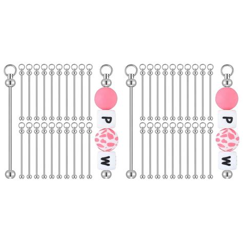 40pcs Beadable Keychains Metal Bar Chains For Jewelry Making Keychain