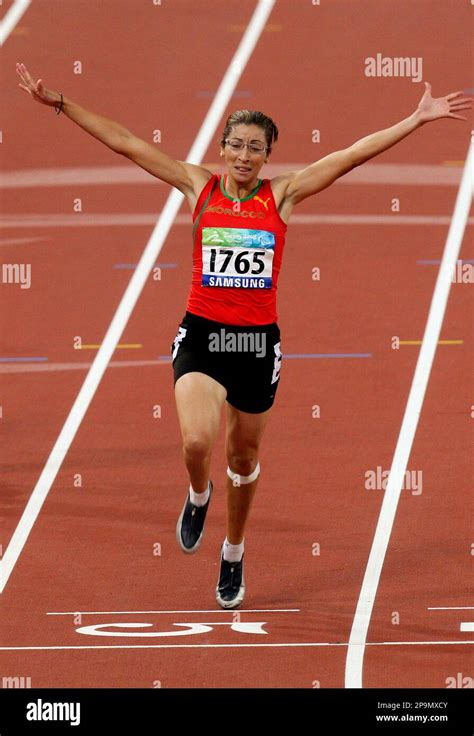 Morrocos Sanaa Benhama Celebrates Right After Crossing The Finish Line