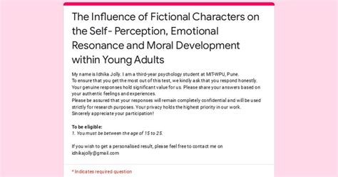 Collecting Data On The Influence Of Fictional Characters On The Self Perception Emotional