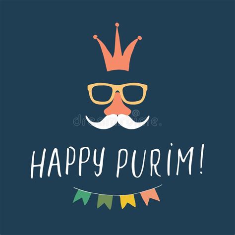 Happy Purim Lettering Jewish Holiday And Traditional Elemets Vector