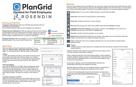 Plangrid Field Training Handout Rosendin University