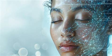 Neural Network Visualization On Face Premium Ai Generated Image