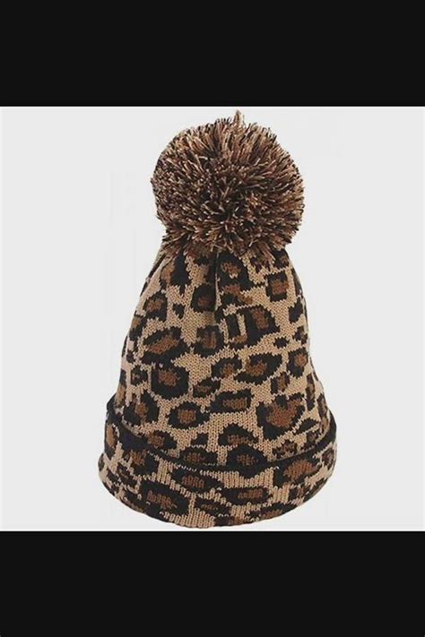 9 81 Womens Winter Hats Unisex Leopard Print Cuffed Beanie Soft Warm