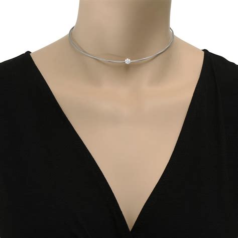Alor Stainless Steel And 18k White Gold Diamond Cable Choker Necklace