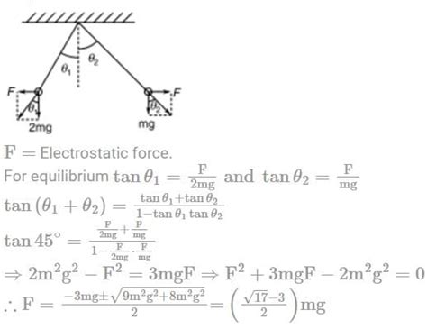 Two Unequal Masses M1 2m And M2 Mhave Unequal Positive Charge On