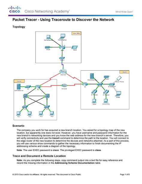Packet Tracer Using Traceroute To Discover The Network Instructions Topology