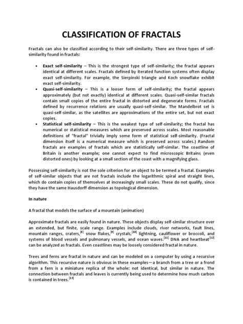 Classification Of Fractals Pdf Fractal Chaos Theory