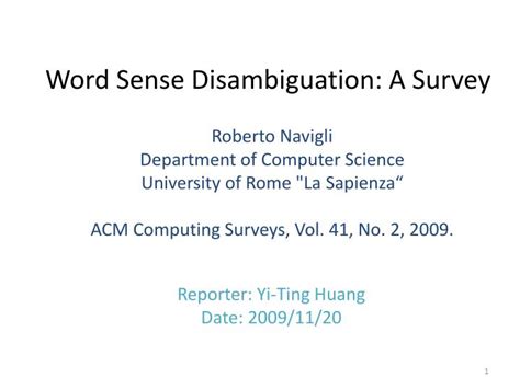 Ppt Word Sense Disambiguation A Survey Powerpoint Presentation Free