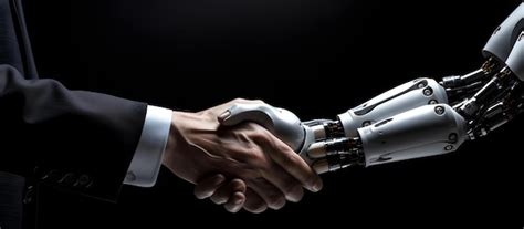 Premium Photo Technologydriven Handshake Ai Handshake Humanrobot