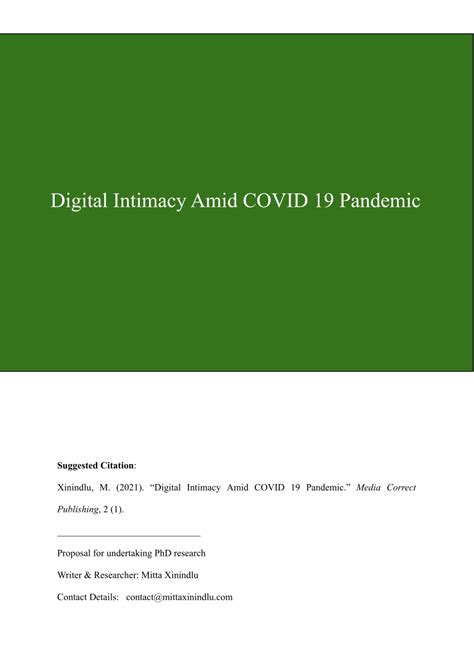Pdf Digital Intimacy Amid Covid 19 Pandemic