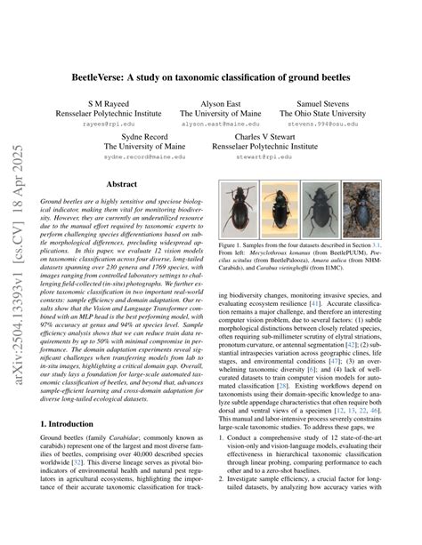 Pdf Beetleverse A Study On Taxonomic Classification Of Ground Beetles