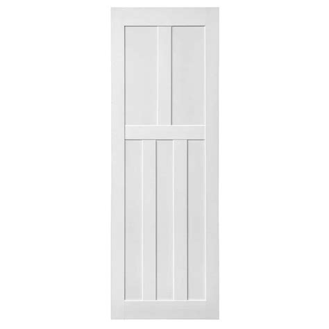 Wegate 28 In X 80 In White 5 Panel Primed Door Panel Mdf Modern Sliding Barn Door Slab