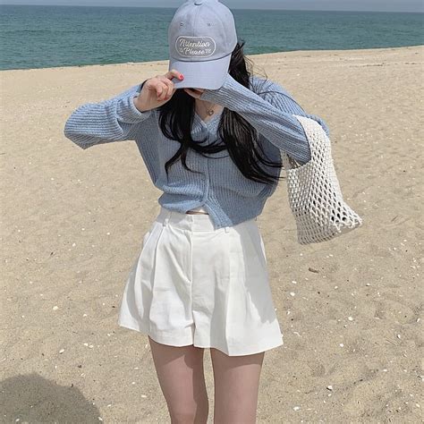 뮤울 여자 하이웨스트 면 3부 반바지 여성 화이트 여름 숏팬츠