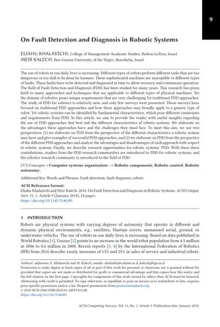 On Fault Detection And Diagnosis In Robotic Systems Pdf
