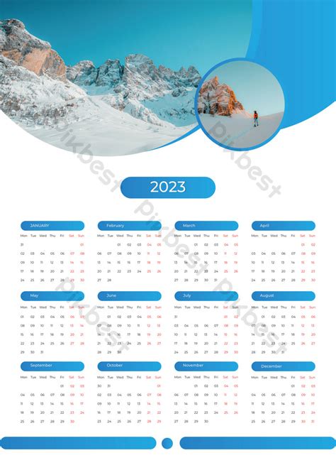 ภาพเทมเพลตการออกแบบปฏิทินผนังหน้าเดียวปี 2023 เทมเพลต แบบ Eps ดาวน์โหลดฟรี Pikbest