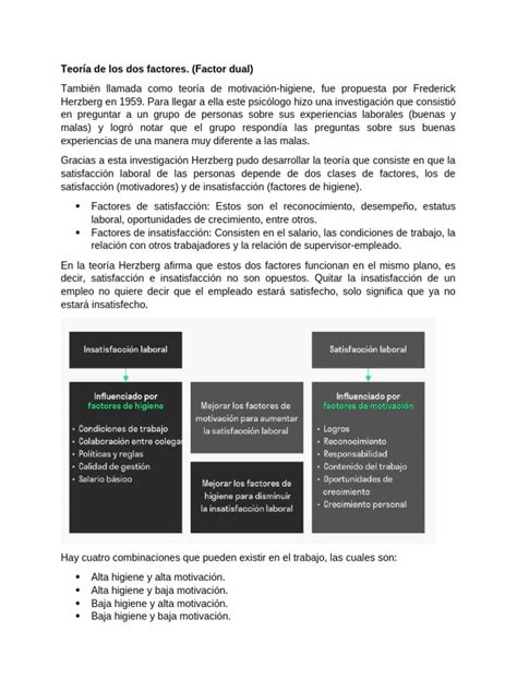 Teoría De Los Dos Factores Pdf Motivación Motivacional