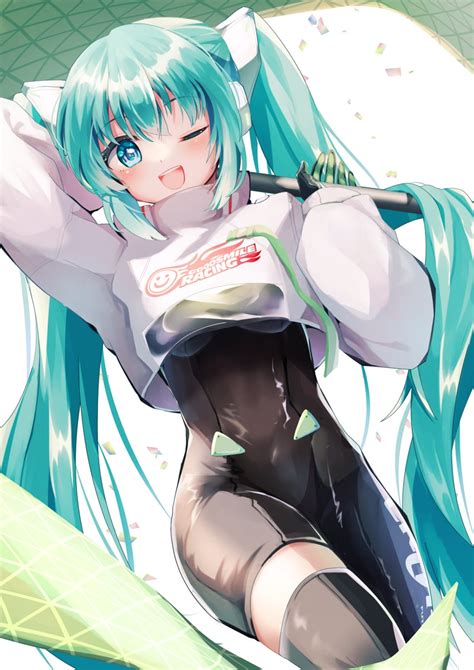 Hatsune Miku Racing Miku And Racing Miku Vocaloid And 1 More Drawn