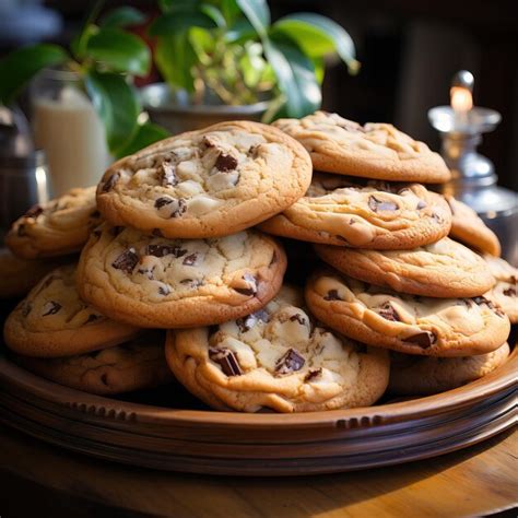 Una Pila De Galletas Con Chispas De Chocolate Con Chispas De Chocolate