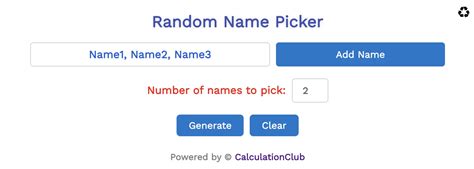 Random Name Picker CalculationClub 2024